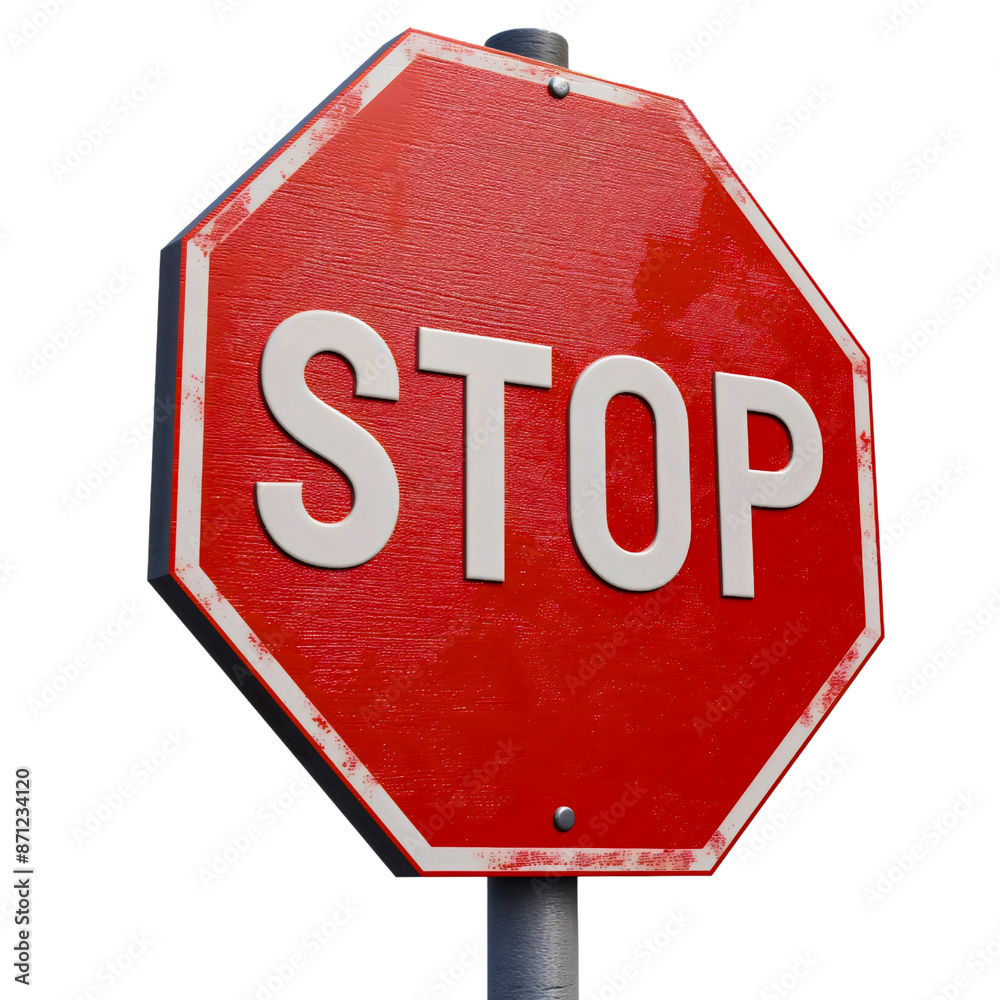 Red stop octagon sign isolated on transparent background. Traffic ...