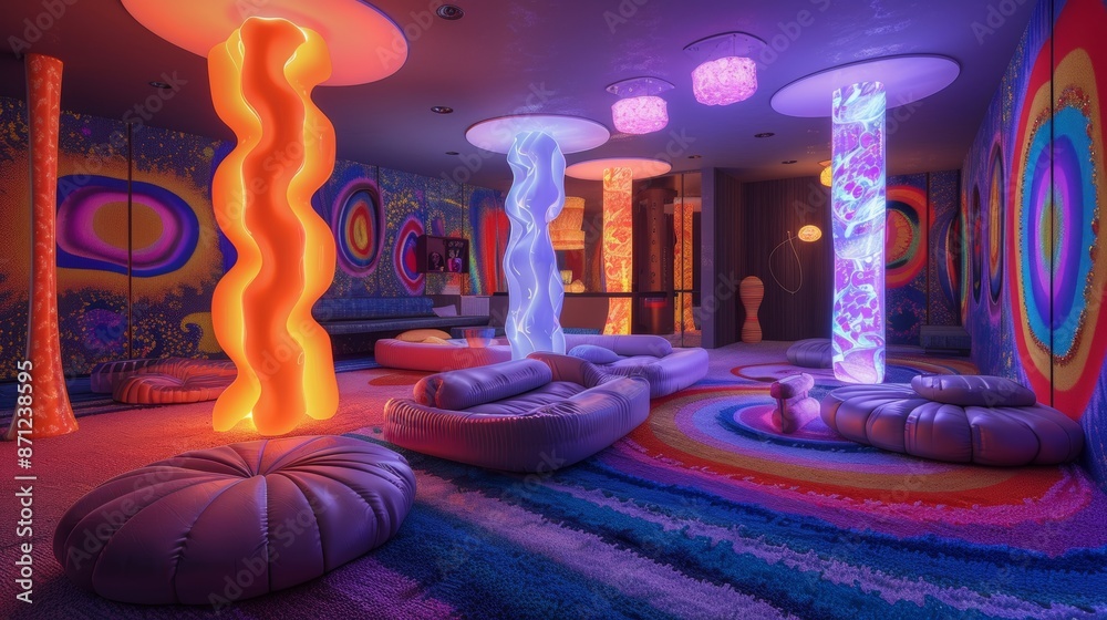 s retro decor, the room is filled with groovy vibes, featuring ...