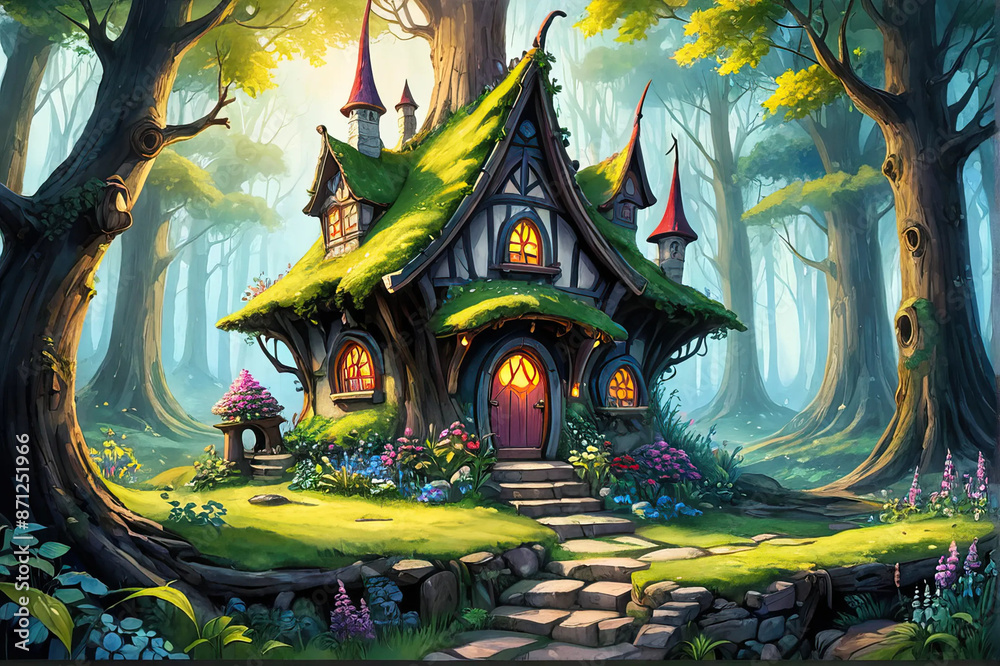 fairy, house, forest, enchanted, dwelling, trees Fantasy wallpaper, rpg ...