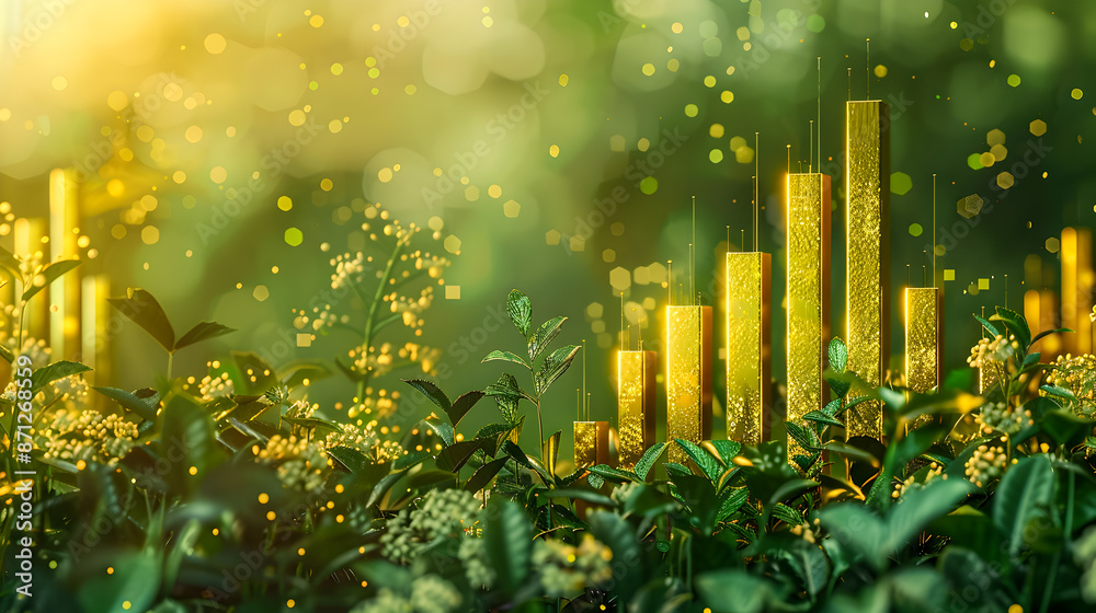 Lush Golden Bar Chart Showcasing the Triumphant Upward Trend of a ...