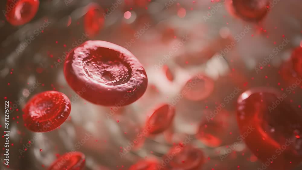 red blood cells in a blue background. Concept of chaos and disorder, as ...