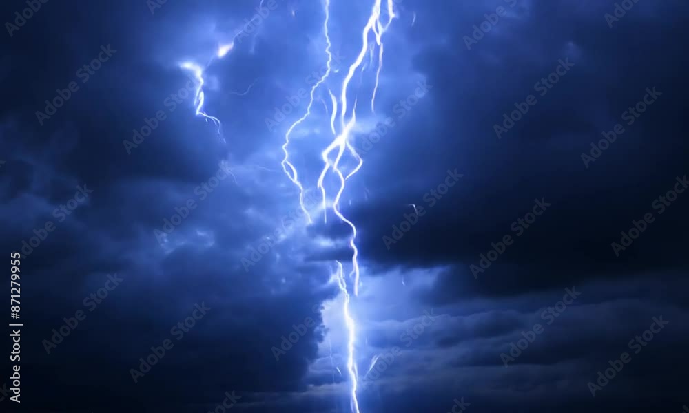 Lightning strikes Electrical storm on black background Electric ...