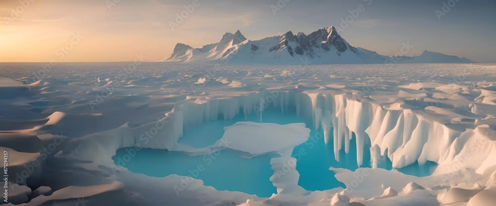 Melting ice cap with its jagged edges contrasting sharply Reminder of ...