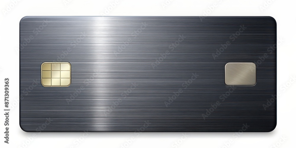 of a modern credit or debit card with a sleek design and metallic ...