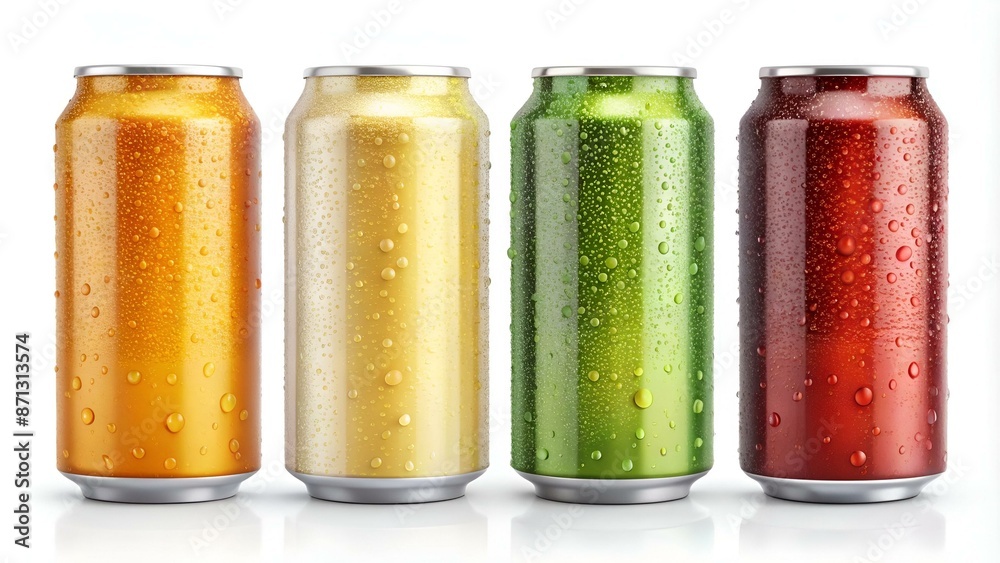 Realistic beer, soda aluminium cans, drink silver mockups. Isolated ...