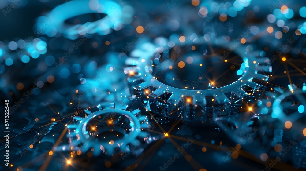 Nanotechnology concept with microscopic gears and structures., clean ...