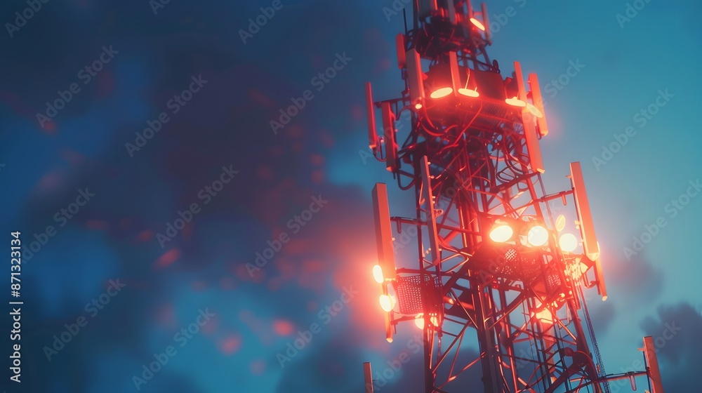 5G network infrastructure with antennas and towers., clean background ...