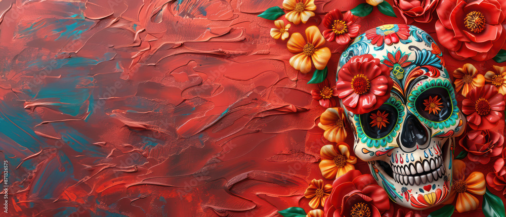 Hispanic heritage sugar skull and marigold flowers marigold dia de los ...