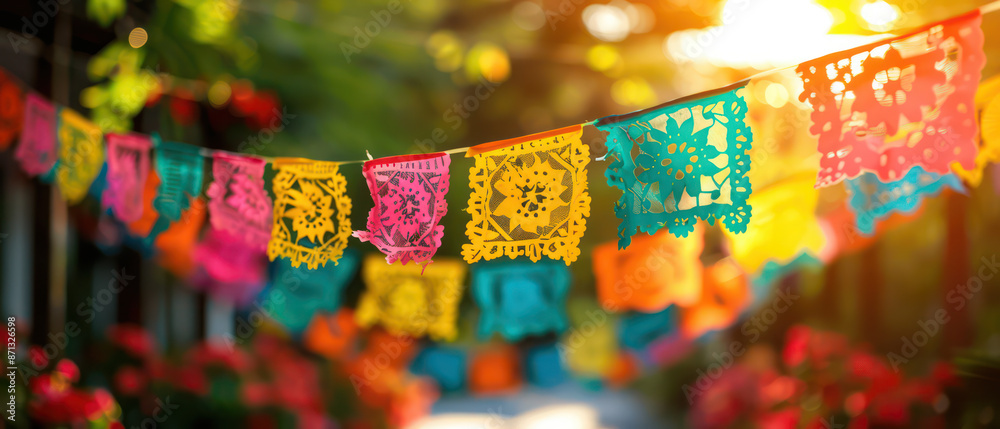 Hispanic Heritage Month flag decoration design style dia de los muertos ...