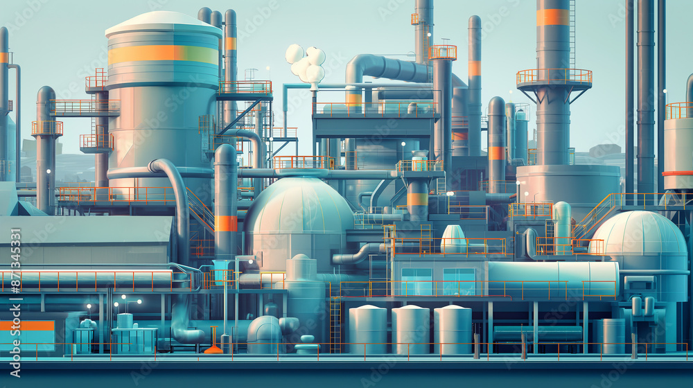 Bioplastic Production: Factory scene showing the production process of ...