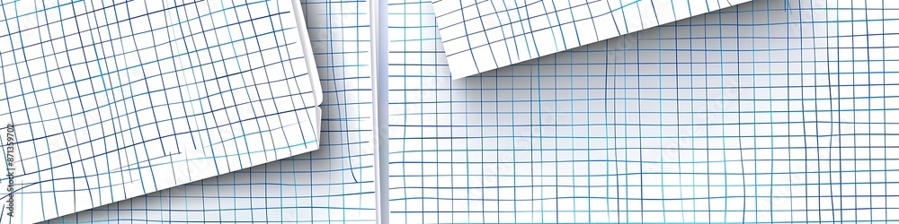 Realistic vector design of square lined paper sheets, featuring grid ...