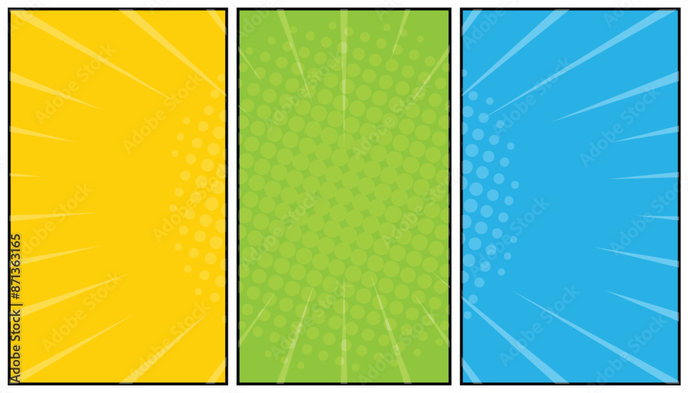 Colorful comic panel background with halftone effect. vintage pop art ...