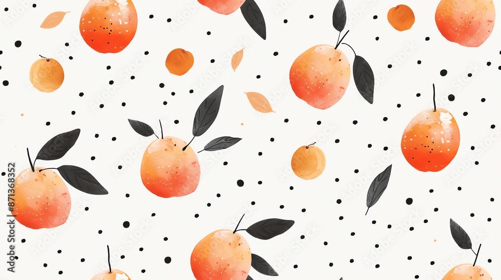 Simple seamless pattern of hand-drawn peaches with minimal detail Stock ...