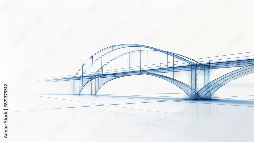 Blueprint sketch style of bridge architecture, modern building ...