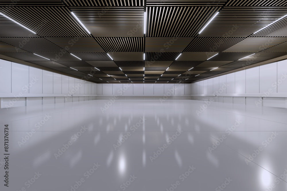 Empty hall exhibition centre.The backdrop for exhibition stand, booth ...