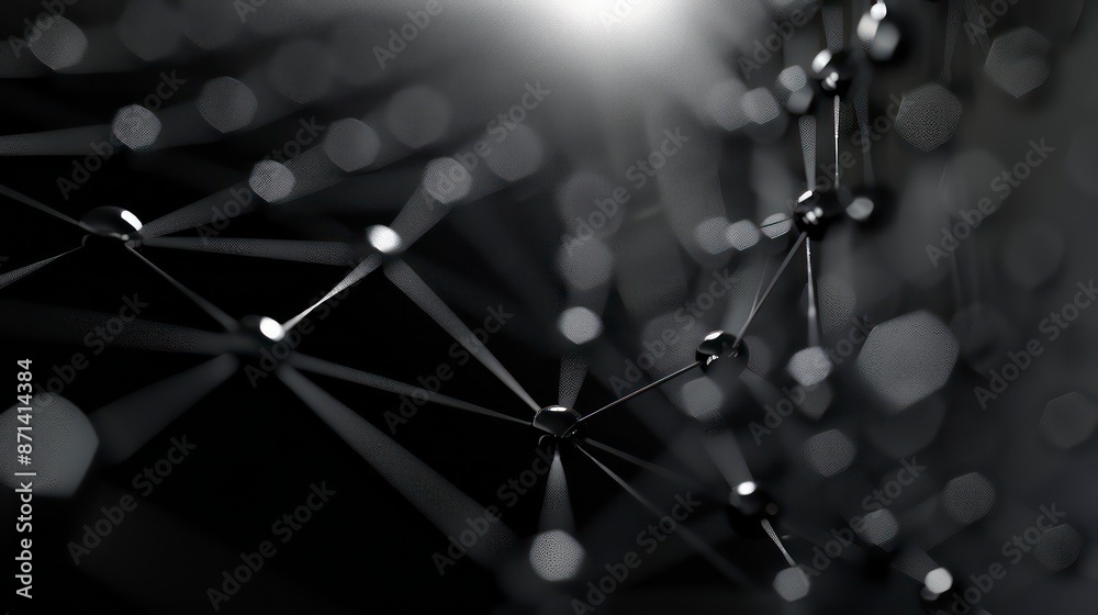 tridimensional grid wallpaper with nodes suspended in a dark space ...