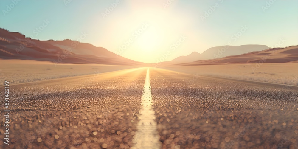 Mirage effect created by heat waves distorting desert road under ...