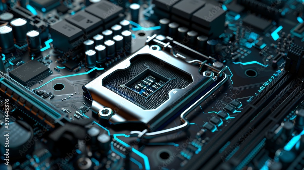 CPU desktop with the contacts facing up lying on the motherboard of the ...