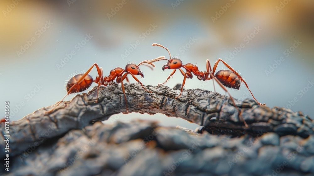Ant action standing.Ant bridge unity team.Concept team work together ...