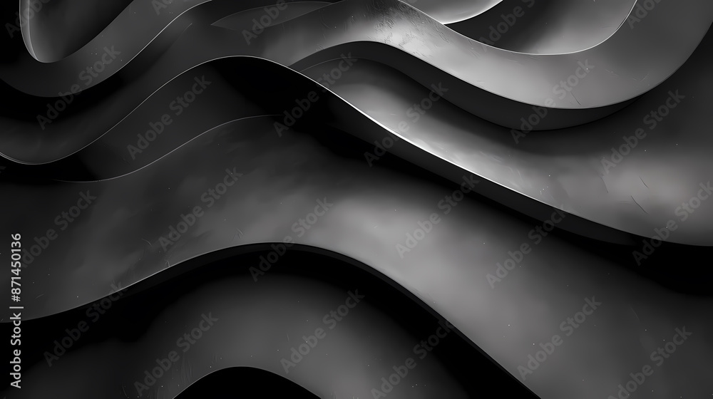 Abstract Black And White Waves Creating A Modern Fluid Design With Smooth Curving Lines Stock
