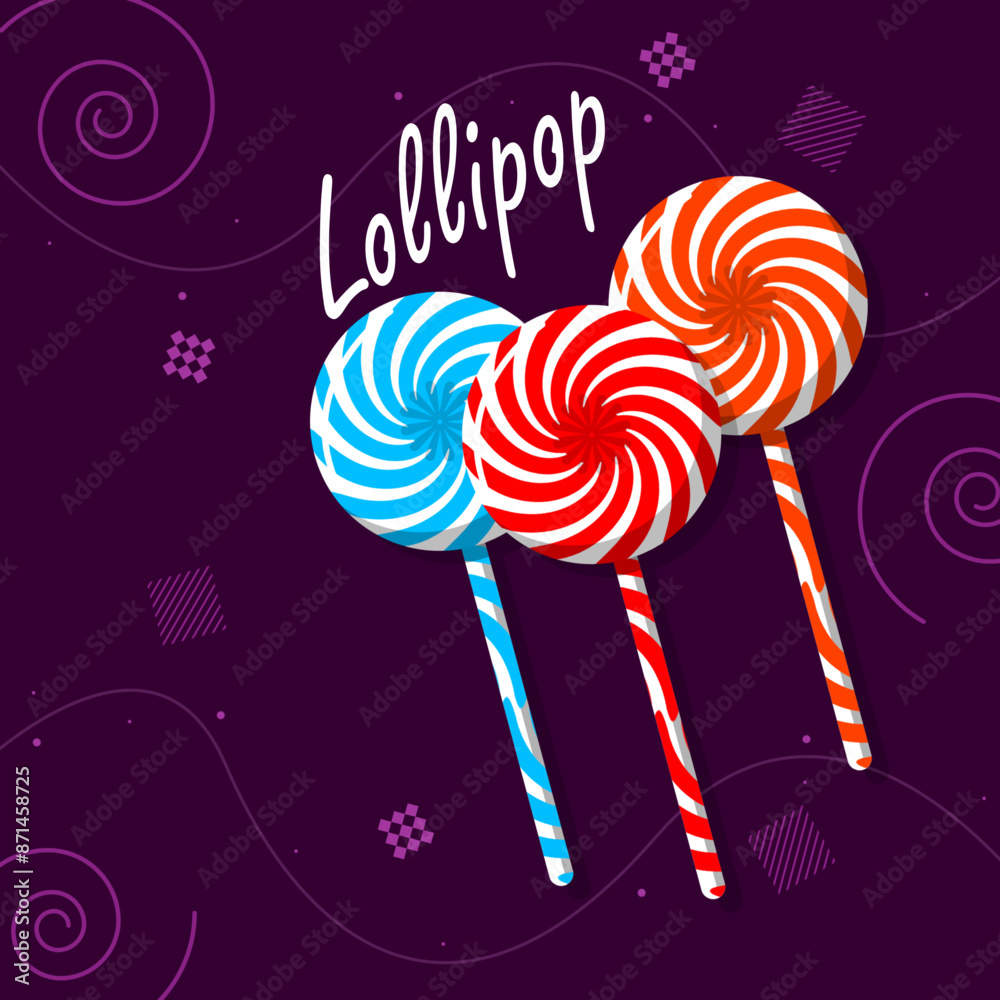 National Lollipop Day event banner. Three lollipops with different ...