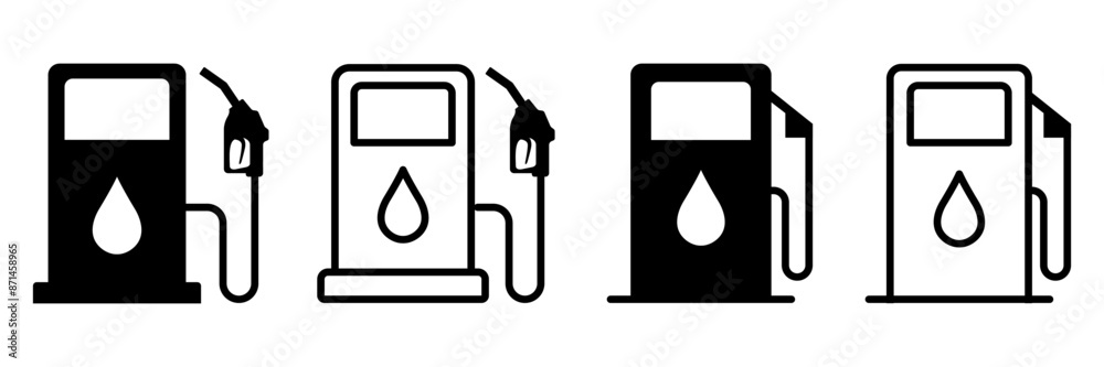 Gas pump station icons. Pump petrol symbols. Fuel gasoline station sign ...