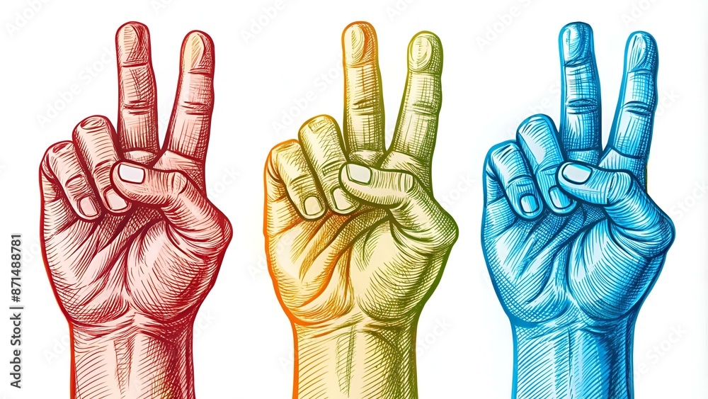 Sketch of Three fingers. Hand drawn vector illustration in line art ...