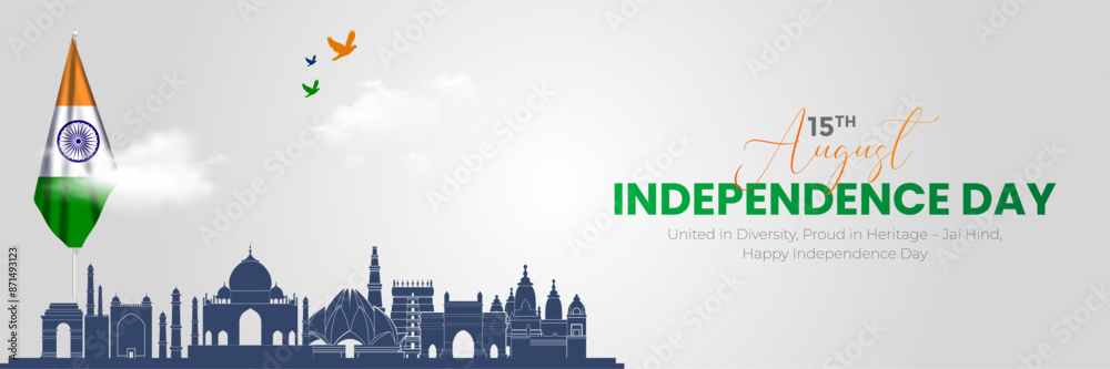 15 August - Happy Independence Day of India Banner Design. Indian ...