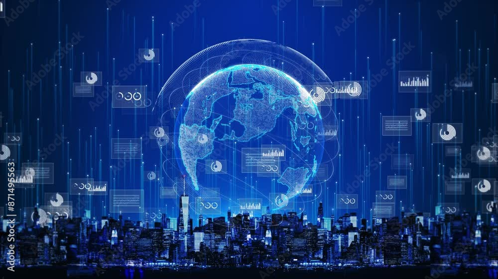 Digital World Of Tomorrow 5g Network cyber smart city IoT technology ...