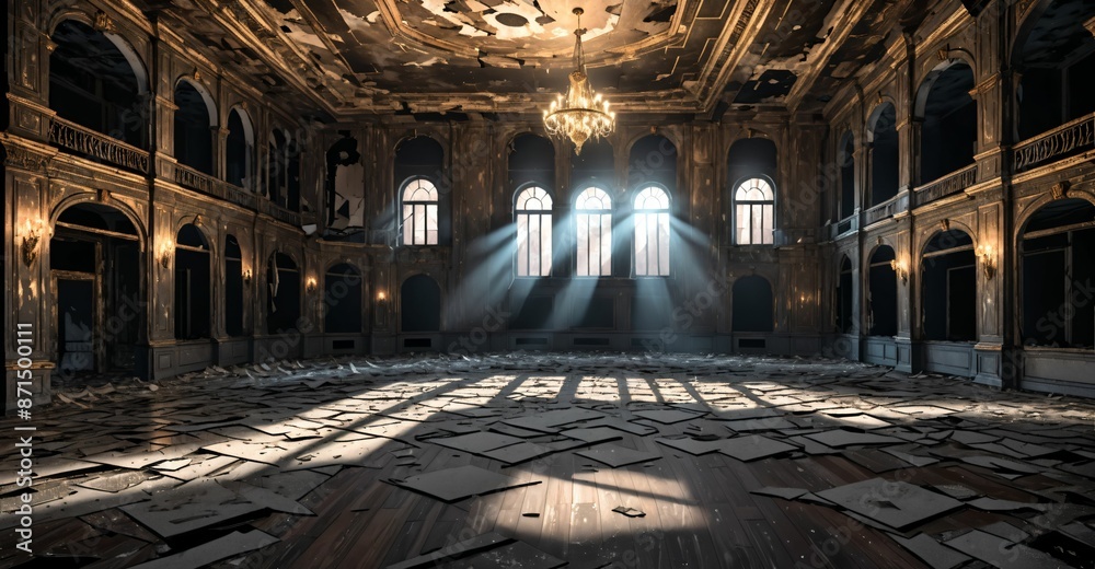 abandoned palace ballroom castle mansion interior design ruins. gothic ...