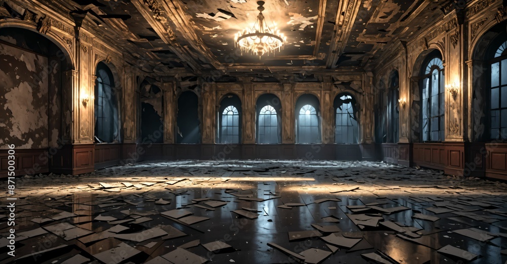 abandoned palace ballroom castle mansion interior design ruins. gothic ...