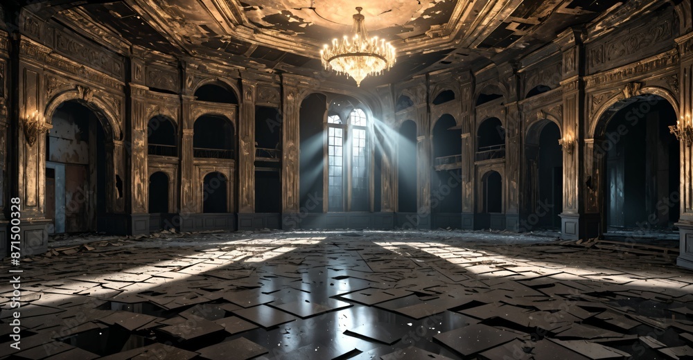 abandoned palace ballroom castle mansion interior design ruins. gothic ...