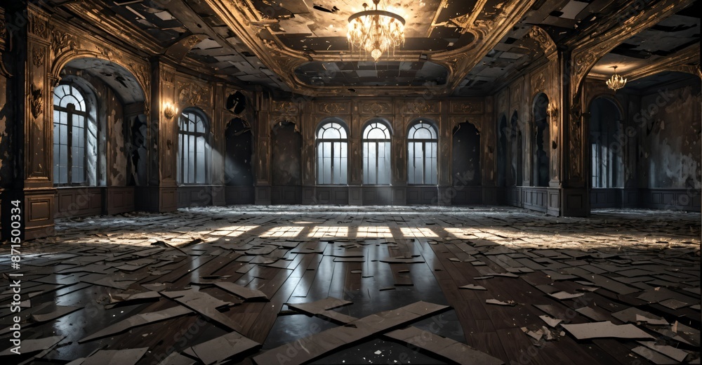 abandoned palace ballroom castle mansion interior design ruins. gothic ...