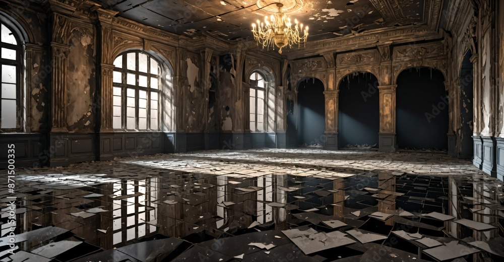 abandoned palace ballroom castle mansion interior design ruins. gothic ...