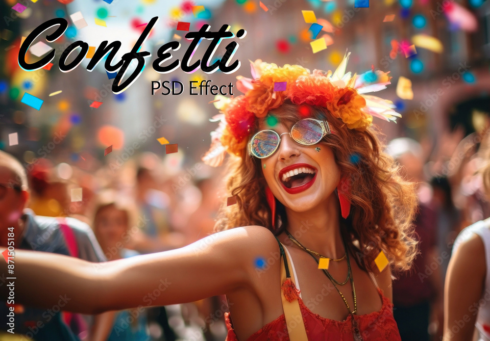 Confetti PSD Effect Stock Template | Adobe Stock