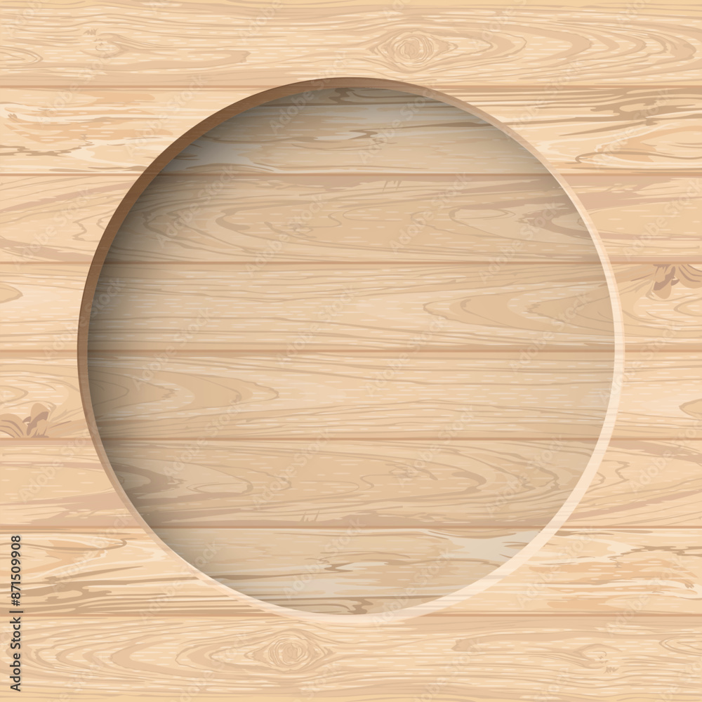 3D circle frame paper cut style with cut timber panels graphic square ...