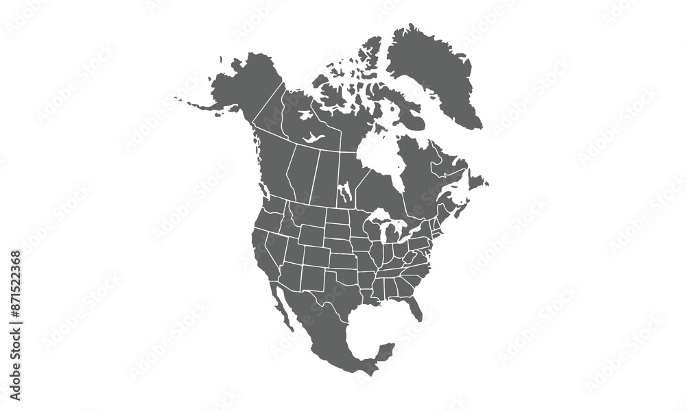 North America map isolated on white background. for website layouts ...