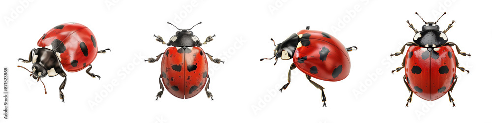 High-resolution image of a ladybug from different angles on a ...