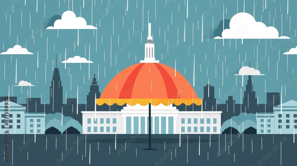 Weather Forecast with Capital City Skyline and Organizational ...