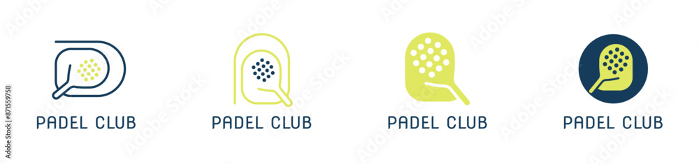 vector padel tennis logo icon set with blue and green color sign ...
