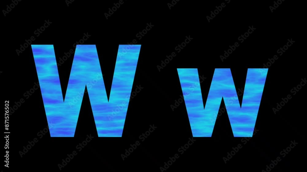 Uppercase and Lowercase "W" with Blue Liquid Texture: Latin Script in ...