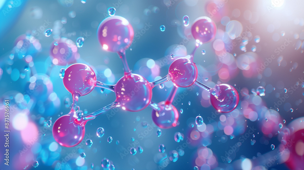 Scientific depiction of biological molecules, amino acids, chemical ...