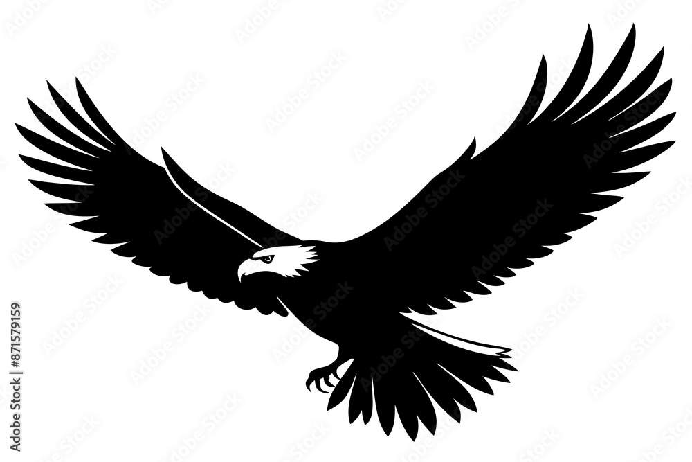 Flying Bald Eagle Black And White Silhouette Vector A Bald Eagle Black