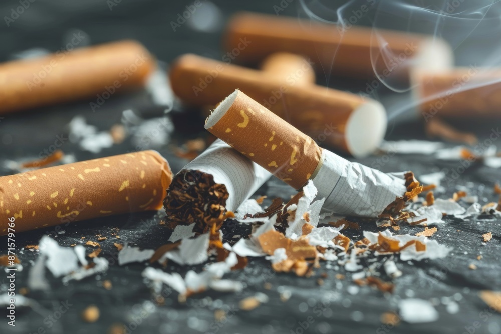 The rotten cigarette is a symbol of smoking addiction and promotes the ...