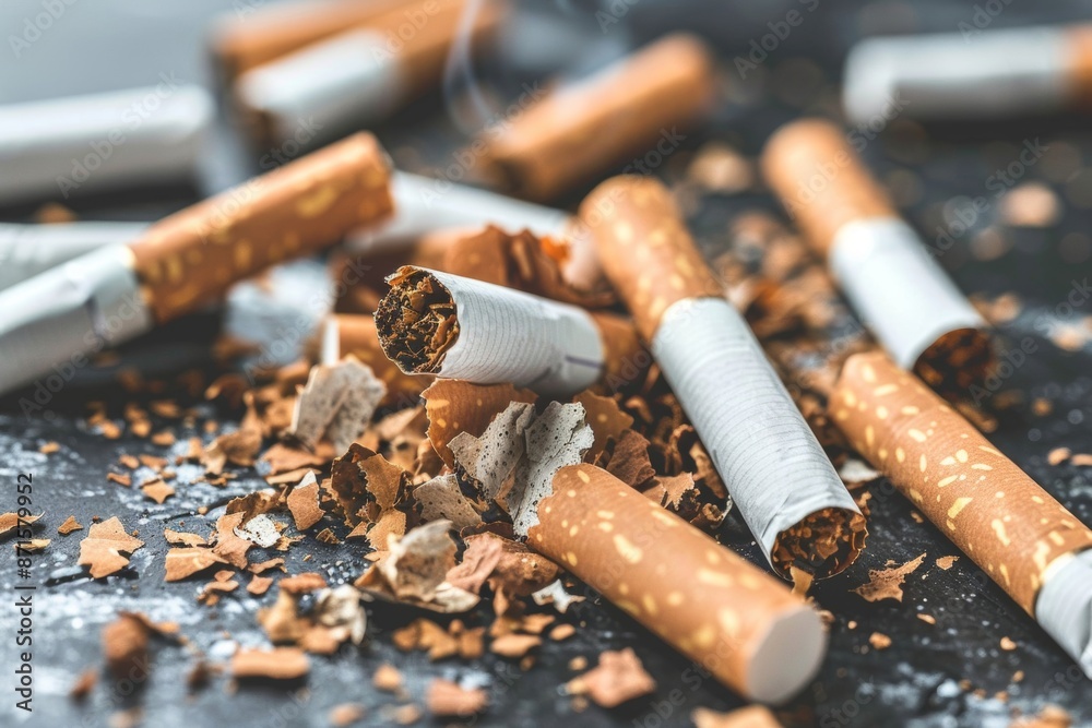 The rotten cigarette is a symbol of smoking addiction and promotes the ...