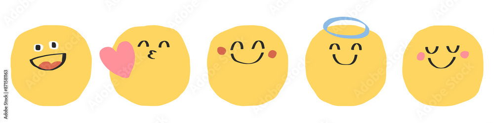 Face emoticon doodle icon set Stock Illustration | Adobe Stock