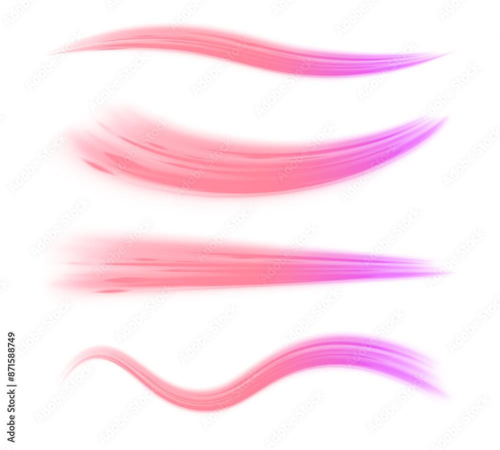Set of neon speed lines on transparent background PNG. Rotating dynamic ...