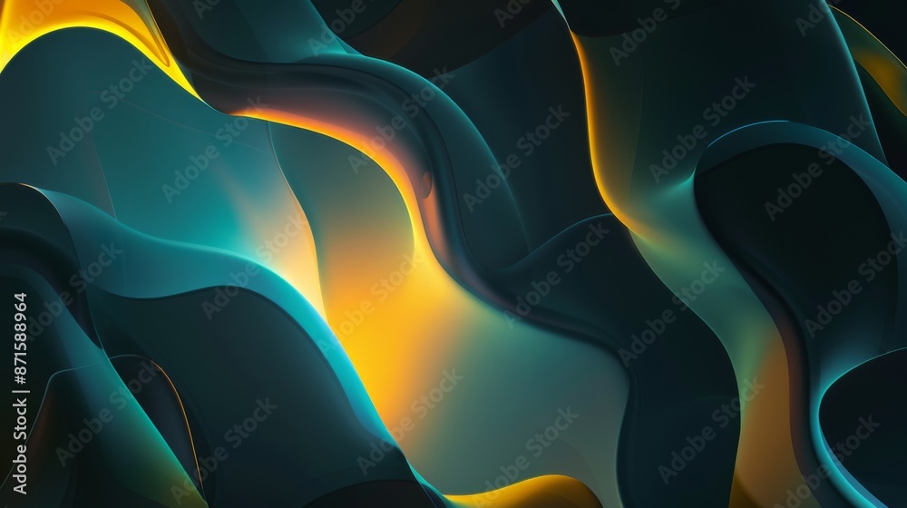 This Image Displays A Dynamic Abstract Texture With Waves In Blue And Yellow Hues Suggestive Of