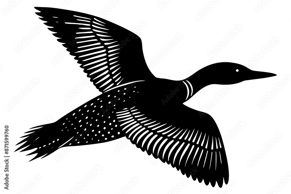 flying loon black silhouette vector illustration Stock Vector | Adobe Stock