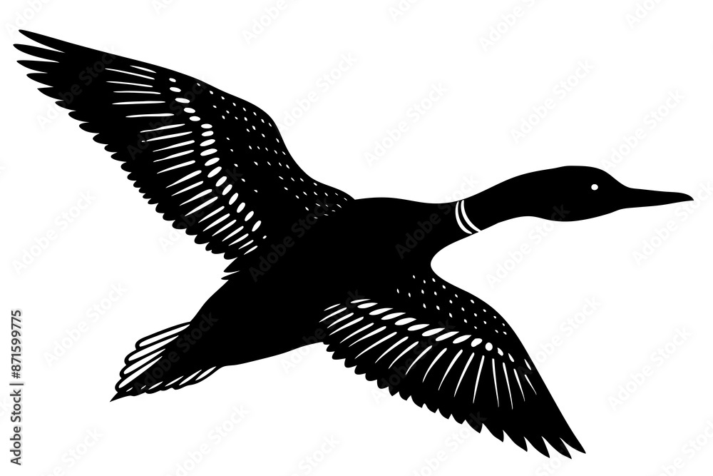 flying loon black silhouette vector illustration Stock Vector | Adobe Stock